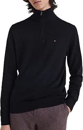 Tommy Hilfiger Pima ORG CTN Cashmere Zip Mock MW0MW28049 Pull &agrave; Demi, Noir (Black), M Homme