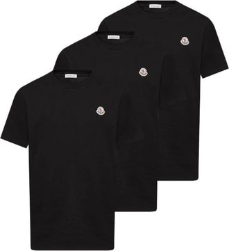 Moncler Homme, Tops, Noir, Taille: 2XL Lot de 3 T-shirts avec patch logo
