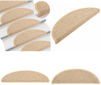 vidaXL Treppenmatten Selbstklebend Sisal 15 Stk. 56x17x3 cm Hellbeige - Treppenmatten - Teppiche Für Treppen - Stufenmatte - Sisal Look - Antirutsch - Home