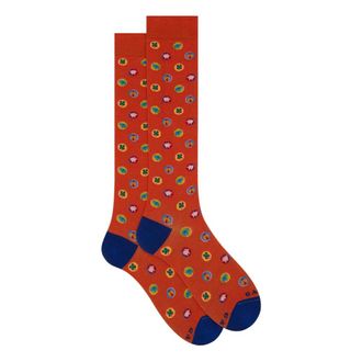 Gallo Gallo, Homme, Sous-vêtements, Multicolore, Taille: M Chaussettes longues en coton pour hommes avec motif de porte-bonheur orange