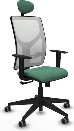 Piqueras y Crespo Gr&uuml;ner Drehstuhl mit 1D-Armlehnen, h&ouml;henverstellbarer Lendenwirbelst&uuml;tze und festem Kopfteil, ausgestattet mit Sincro 3 Positionen und Schneideschaum,