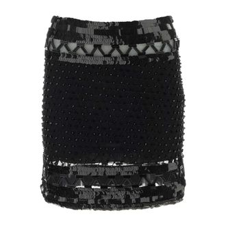 Alberta Ferretti Femme, Jupes, Noir, Taille: 36 FR Jupe mini en maille embellie