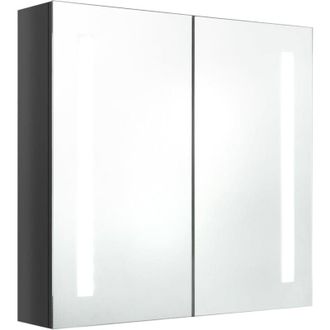 vidaXL vidaXL LED-Spiegelschrank f&uuml;rs Bad Gl&auml;nzend Grau 62x14x60 cm