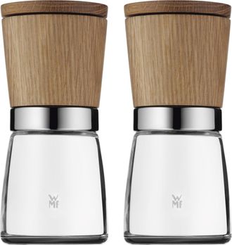 WMF Ceramill Nature Salz und Pfeffermühle Set 2-teilig, Gewürzmühle holz, unbefüllt, für Salz, Pfeffer, Chilli, Salzmühle, Pfeffermühle Holz, Grinder, Ker