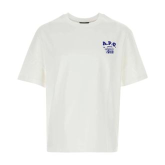A.P.C. A.p.c., Homme, Tops, Blanc, Taille: L T-shirt Disco en Coton Blanc