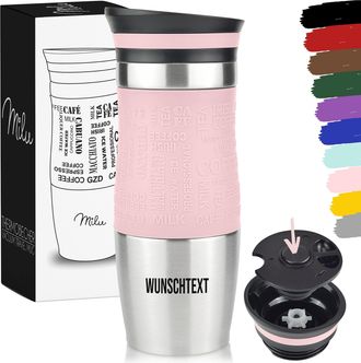Milu Thermobecher 370ml mit Gravur - als Geschenk-Idee Ostern, Vatertag, Muttertag, Weihnachten, Einschulung, Liebesgeschenk, Geburtstag, Frauen und Männer