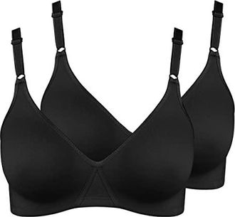 Nur Die Lot de 2 Soutiens-Gorge en Coton, Pouces Opaques, Noir, 95C Femme
