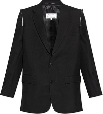 Maison Margiela Homme, Vestes, Noir, Taille: XL Blazer en Laine avec Finition Bord Brut