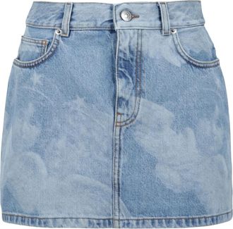 Fiorucci Femme, Jupes, Bleu, Taille: W27 Mini-jupe en denim &agrave; imprim&eacute; Angel