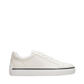 Tod's Homme, Chaussures, Blanc, Taille: 45 EU Baskets Blancs en Cuir avec Logo en Relief