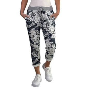 Mississhop Pantalon de jogging en coton pour femme - Motif floral, taille unique