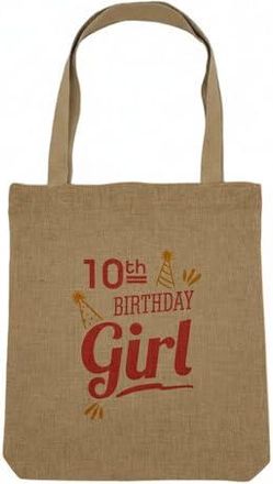 Fabulous Sac Shopping Tote Bag Aspect Lin - 10th Birthday Girl Celebration Kids Party Gift - Sac de Courses Toile Epaisse 360g Beige Naturel Cabas Port&eacute; Epaule