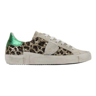 Philippe Model Leopard Glitter Wildleder Schn&uuml;rsneaker - - Shoes - Damen - Mehrfarbig - 35 EU