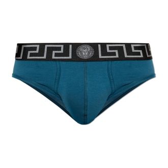 Versace Homme, Sous-v&ecirc;tements, Bleu, Taille: 2XL Greca Border Briefs