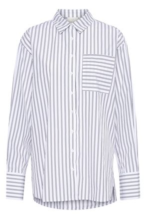 Kaffe Womens Shirt Oversized Striped Long Sleeves Button Up Spread Collar