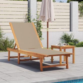 vidaXL Vidaxl - Sonnenliege Taupe Massivholz Akazie und Textilene