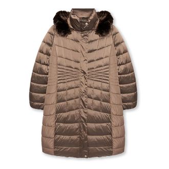 Fiorella Rubino Lange Daunenjacke aus zwei Materialien - - Coats - Damen - Braun - 3XL