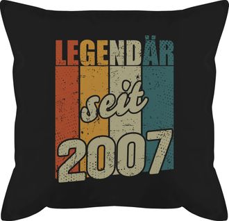 Shirtracer Kissen 50x50 - 18. Geburtstag - Legendär seit 2007 - 50 x 50 cm - Schwarz - endlich 18 geschenke junge geschenk zum 18.geburstag 18ten 18.geburtstag f