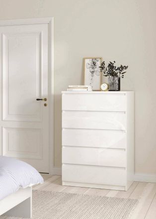 Dmora Kommode Georgette, Mehrzweckkommode, Schlafzimmerkommode, Schrank mit Schubladen, 77x50 h111 cm, Wei