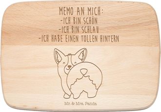Mr. & Mrs. Panda Fr&uuml;hst&uuml;cksbrett Corgi Po - Geschenk, Hundeliebe, Fr&uuml;hst&uuml;cksbrettchen, K&uuml;chenbrett, Spruch, Selbstliebe, Corgie, Motivation