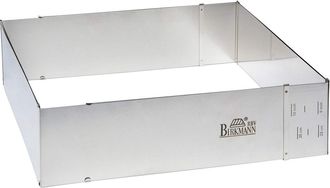 RBV BIRKMANN Birkmann, verstellbarer Backrahmen, eckiger Tortenring, stufenlos verstellbar von 22 x 25 cm - 43 x 48 cm, extra hoher Rand: 7 cm, Edelstahl,bis 230 &deg;