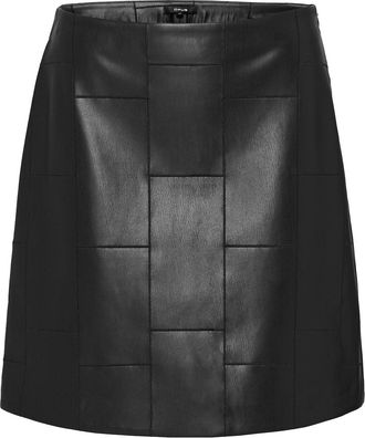 OPUS Damen Minirock | Minirock ROMELA A-Linie in Leder Optik Black, 40