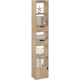 Woltu Woltu - Biblioth&egrave;que 24P x 33l x 181H cm, Meuble de Rangement en Bois Compos&eacute;, pour Salon Chambre Bureau, Ch&ecirc;ne Clair
