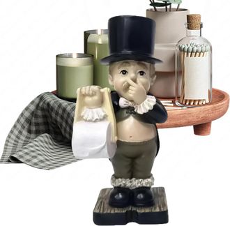 Generico Badezimmerfigur, 15,9 cm (5,91 Zoll), Harzdekoration, humorvolles Kind, das die Nase in Miniaturform h&auml;lt, f&uuml;r Zuhause, Schlafzimmer, Wohnung, Toilett