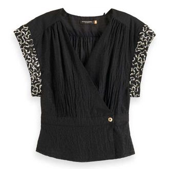 Scotch & Soda Wrap Top with Sequin Sleeve Detail