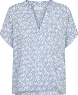 Kaffe Kurzarm-Bluse KAano Damen Bluse Kurzarm V-Ausschnitt Punkte Polka Dots 42, Blue/Moonstruck Print 42