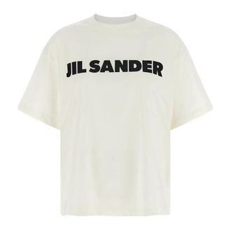 Jil Sander Femme, Tops, Blanc, Taille: 38 FR Logo Cotton T-Shirt