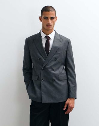 Mango blazer de costume crois&eacute; gris