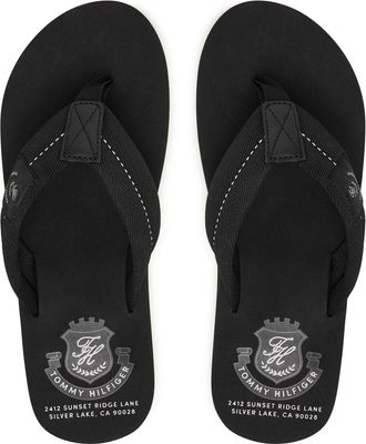 Tommy Hilfiger Zehentrenner Tommy Hilfiger Patch Hilfiger Beach Sandal FM0FM05804 Schwarz