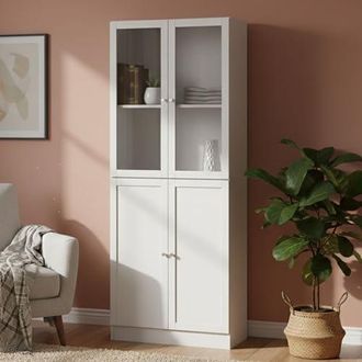 Dmora B&uuml;cherregal Alysson, B&uuml;roregal, Mobiler Buchhalter, B&uuml;cherbrett, 79x28 h203 cm, Wei&szlig;