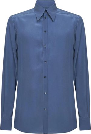 Dolce & Gabbana Homme, Chemises, Bleu, Taille: M Chemise en Cr&ecirc;pe de Chine de Soie