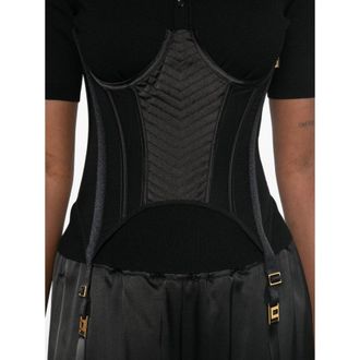 Elisabetta Franchi Ribbed-Knit Polo - Black