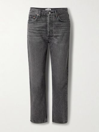 A Gold E Jean Droit Raccourci Taille Haute 90s Pinch Waist - Noir