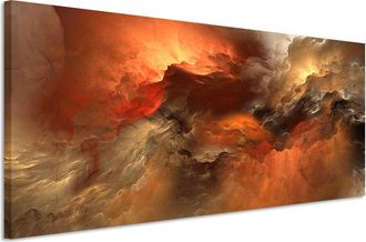 Paul Sinus Art Panoramabild 150x50cm Orange grauer Wolkenhimmel auf Leinwand exklusives Wandbild moderne Fotografie für ihre Wand in vielen Größen