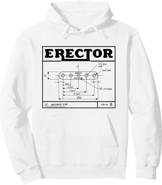 Meccano Erector Modelle F&uuml;nf Loch Streifen Technische Zeichnung Retro Pullover Hoodie