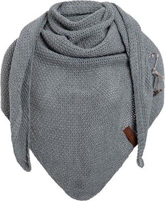 Knit Factory Coco Ch&acirc;le Tricot&eacute; - Foulard Triangle - Foulard femme pour lautomne et lhiver - &Eacute;charpe Femme - Ch&acirc;le Femme - 100% Fabriqu&eacute; en Europe - Med Grey - 190