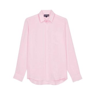 Vilebrequin Homme, Chemises, Rose, Taille: 5XL Chemise en lin Caroubis