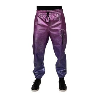 Dolce & Gabbana Pink Lila Two Tone Jogger Sweatpants - - Trousers - Herren - Rosa - M