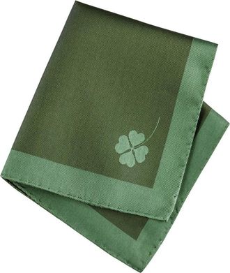 Tom Rusborg Einstecktuch aus Seide mit gesticktem Kleeblatt in
