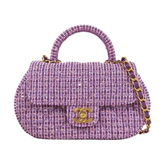 Chanel Pre-owned Mini Flap Bag Pailletten Tweed - - Pre-owned - Damen - Lila - ONE SIZE