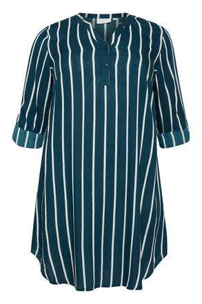 Kaffe Curve Kleid KCmilana Kleid Große Größen Damen 3/4 Arm Shirt V-Ausschnitt 44, Legion Blue/Chalk Stripe