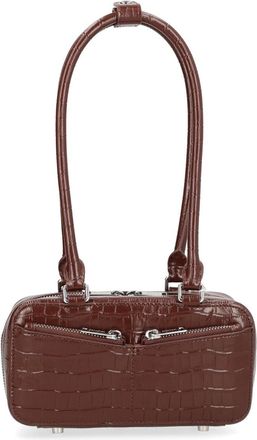 Self Portrait Womens Shoulder Bag Crocodile Effect Brown Cow Leather