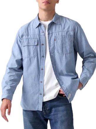 Levi's Herren Auburn Worker Shirt Harp Silver Birch Garment Dye Grey L