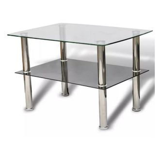 Les Tendances Table basse rectangulaire verre tremp&eacute; et m&eacute;tal chrom&eacute; Kyrah