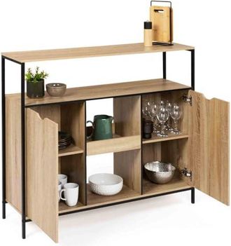 IDMarket Meuble de Bar avec Portes et &eacute;tag&egrave;res Detroit Design Industriel