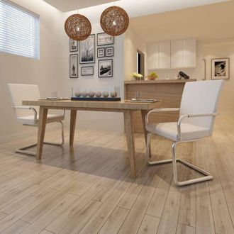 vidaXL Vidaxl - Chaises &agrave; manger cantilever lot de 2 blanc similicuir
